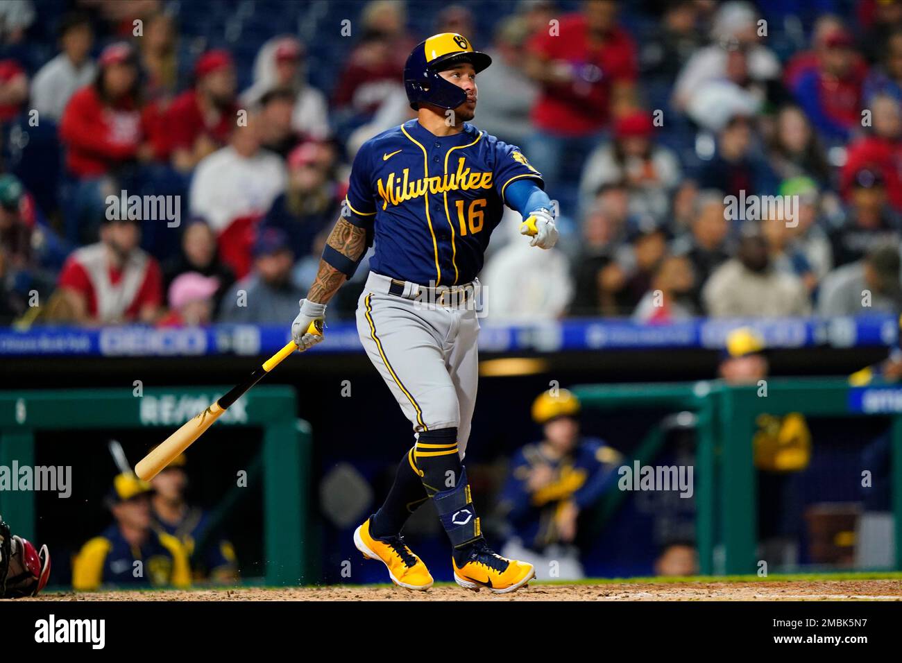 Milwaukee Brewers' Kolten Wong plays during a baseball game, Sunday ...