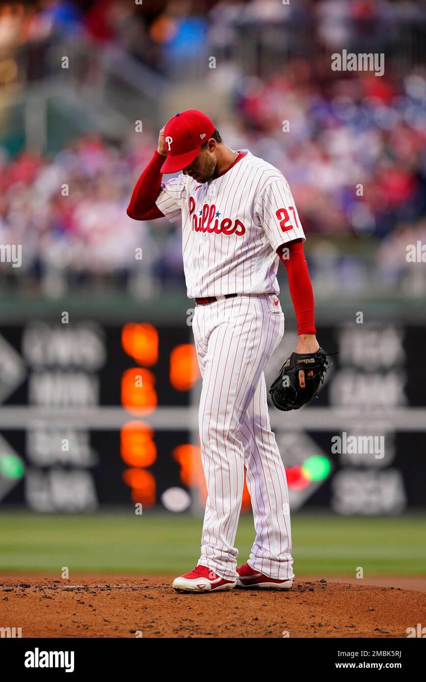 Philadelphia Phillies' Aaron Nola plays during a baseball game, Sunday ...