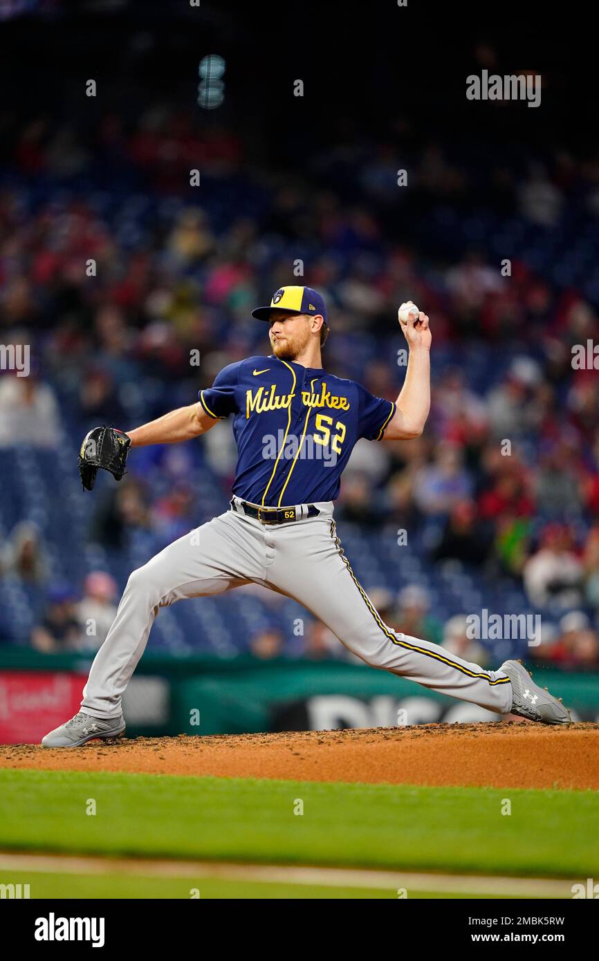 Milwaukee Brewers' Eric Lauer plays during a baseball game, Sunday ...