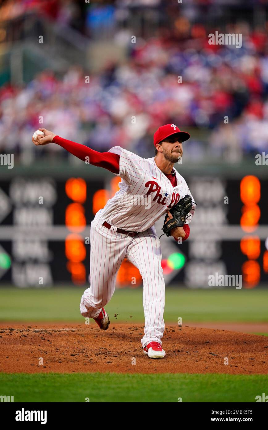 Philadelphia Phillies' Aaron Nola plays during a baseball game, Sunday ...