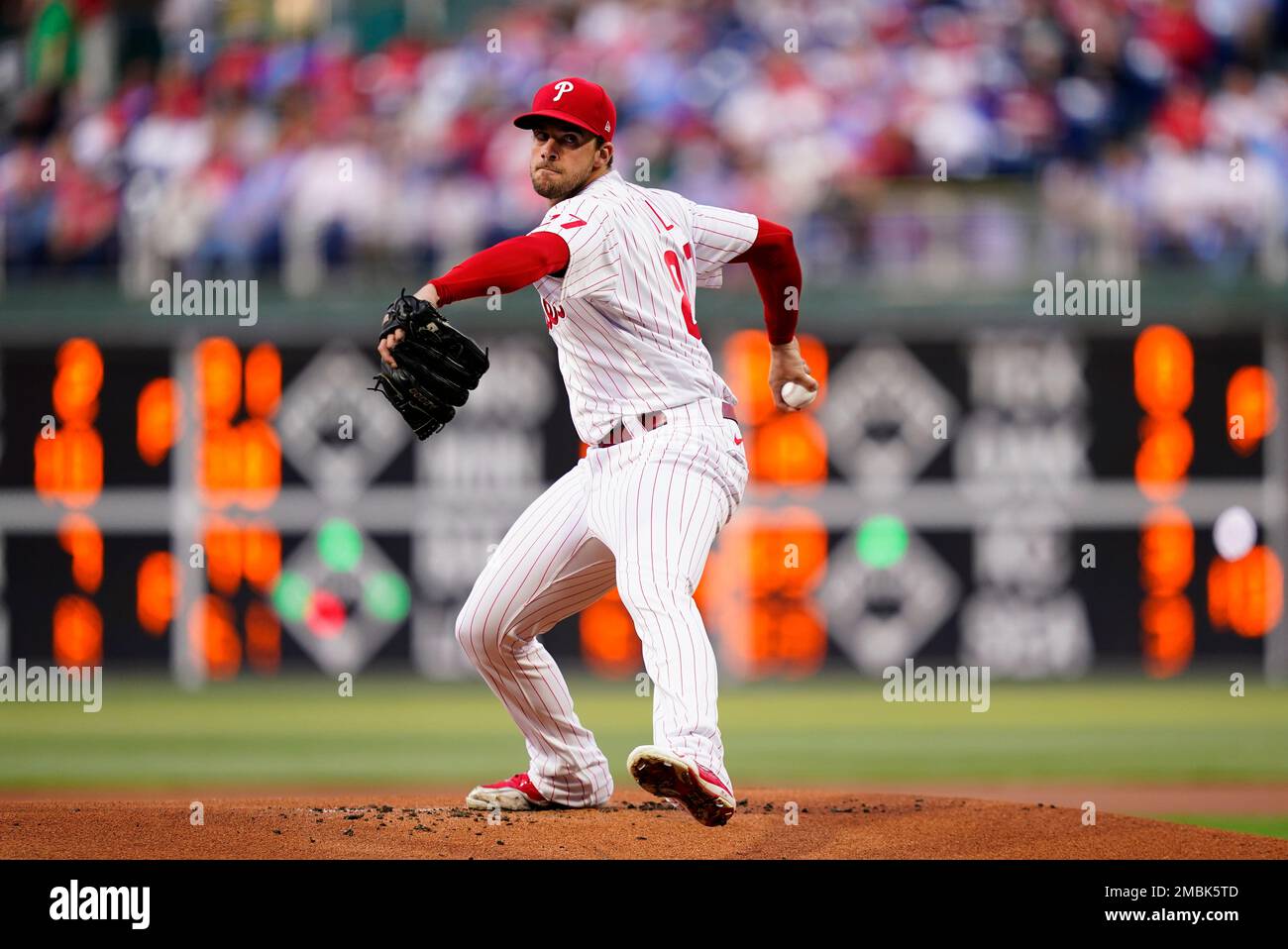 Philadelphia Phillies' Aaron Nola plays during a baseball game, Sunday ...