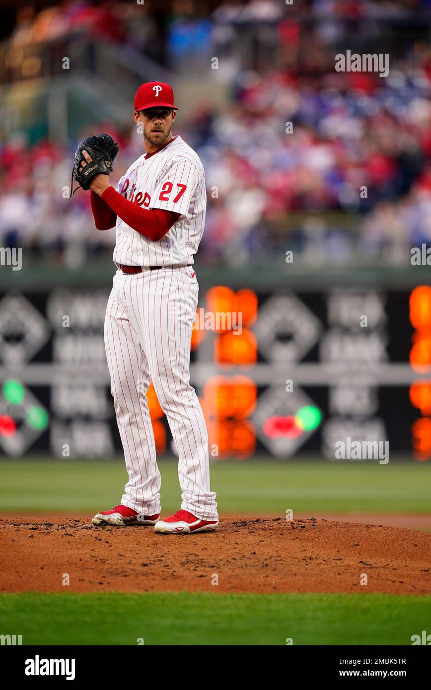 Philadelphia Phillies' Aaron Nola plays during a baseball game, Sunday ...