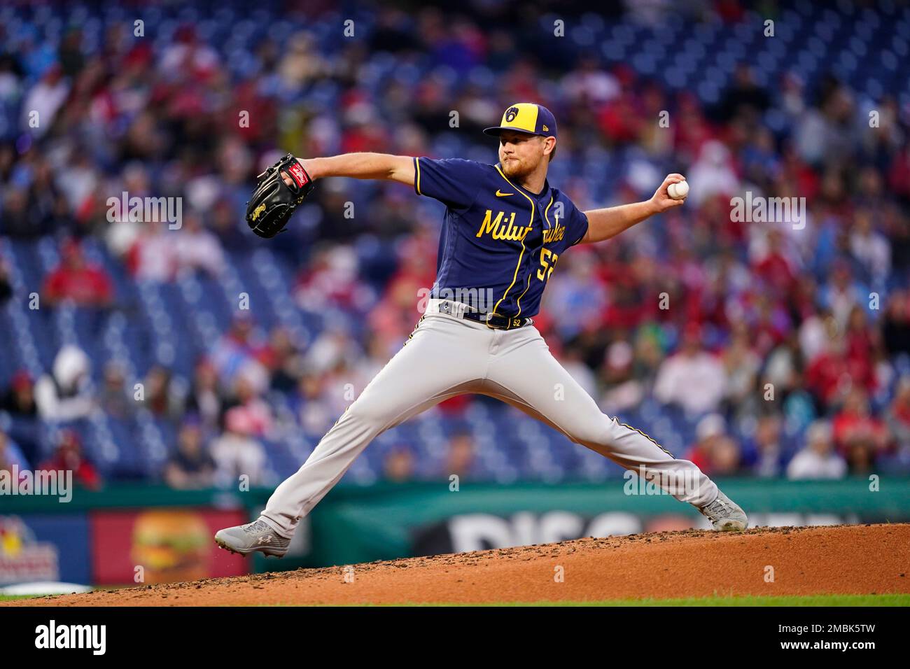 Milwaukee Brewers' Eric Lauer plays during a baseball game, Sunday ...