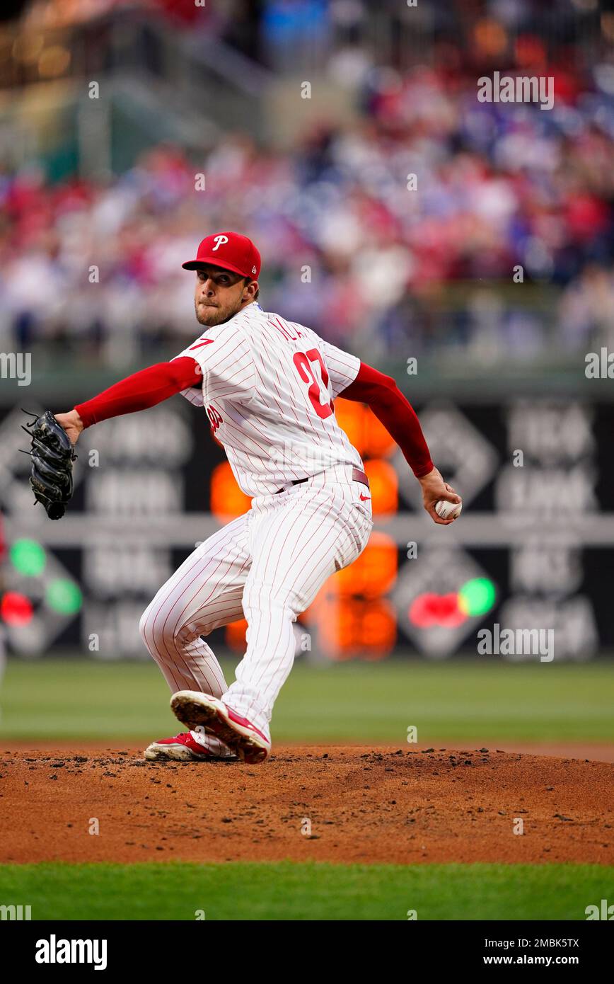 Philadelphia Phillies' Aaron Nola plays during a baseball game, Sunday ...
