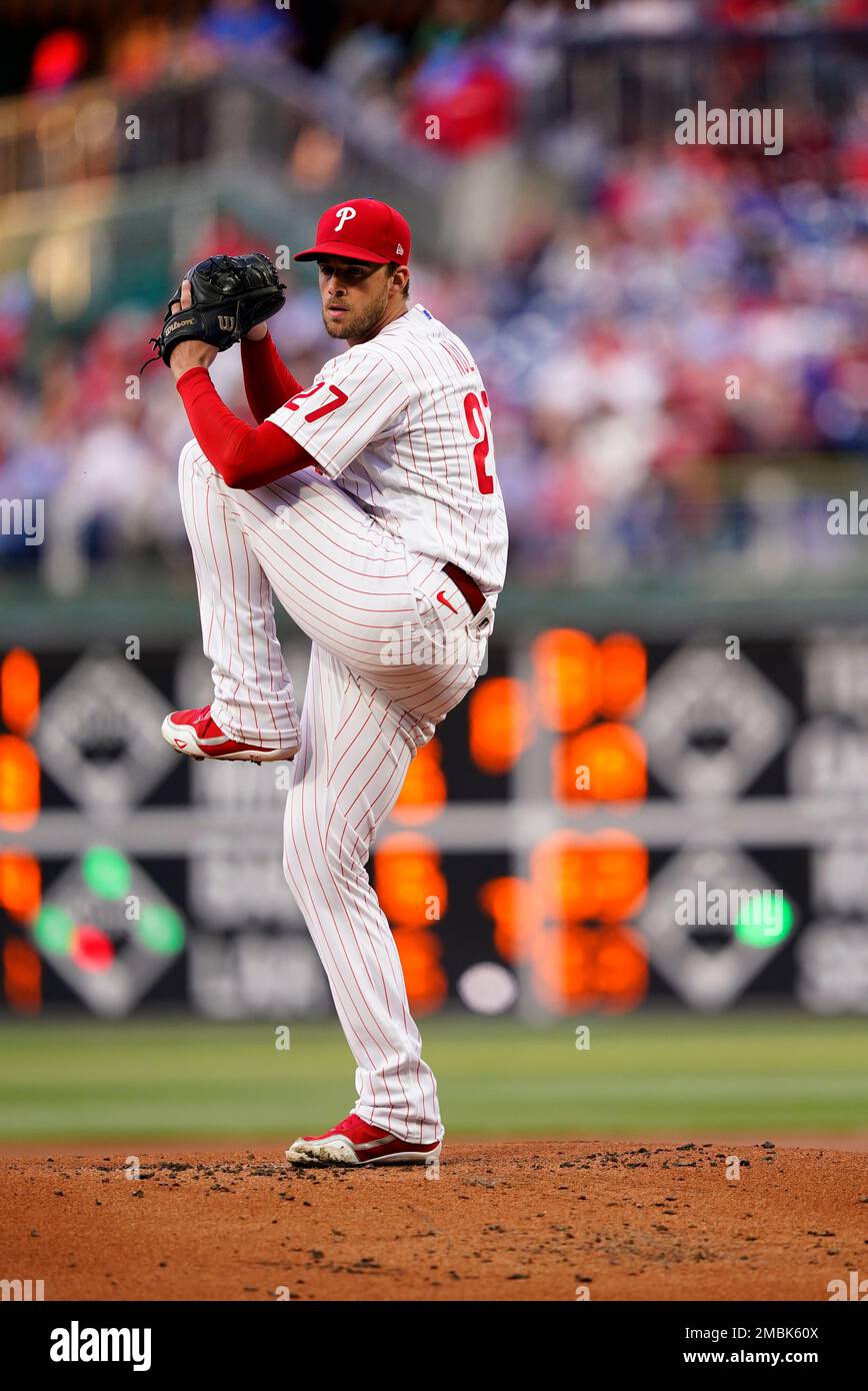 Philadelphia Phillies' Aaron Nola plays during a baseball game, Sunday ...