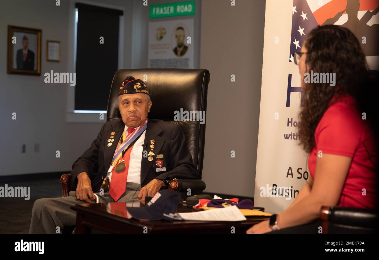 Original Montford Point Marine F.M. Hooper takes a question from an ...