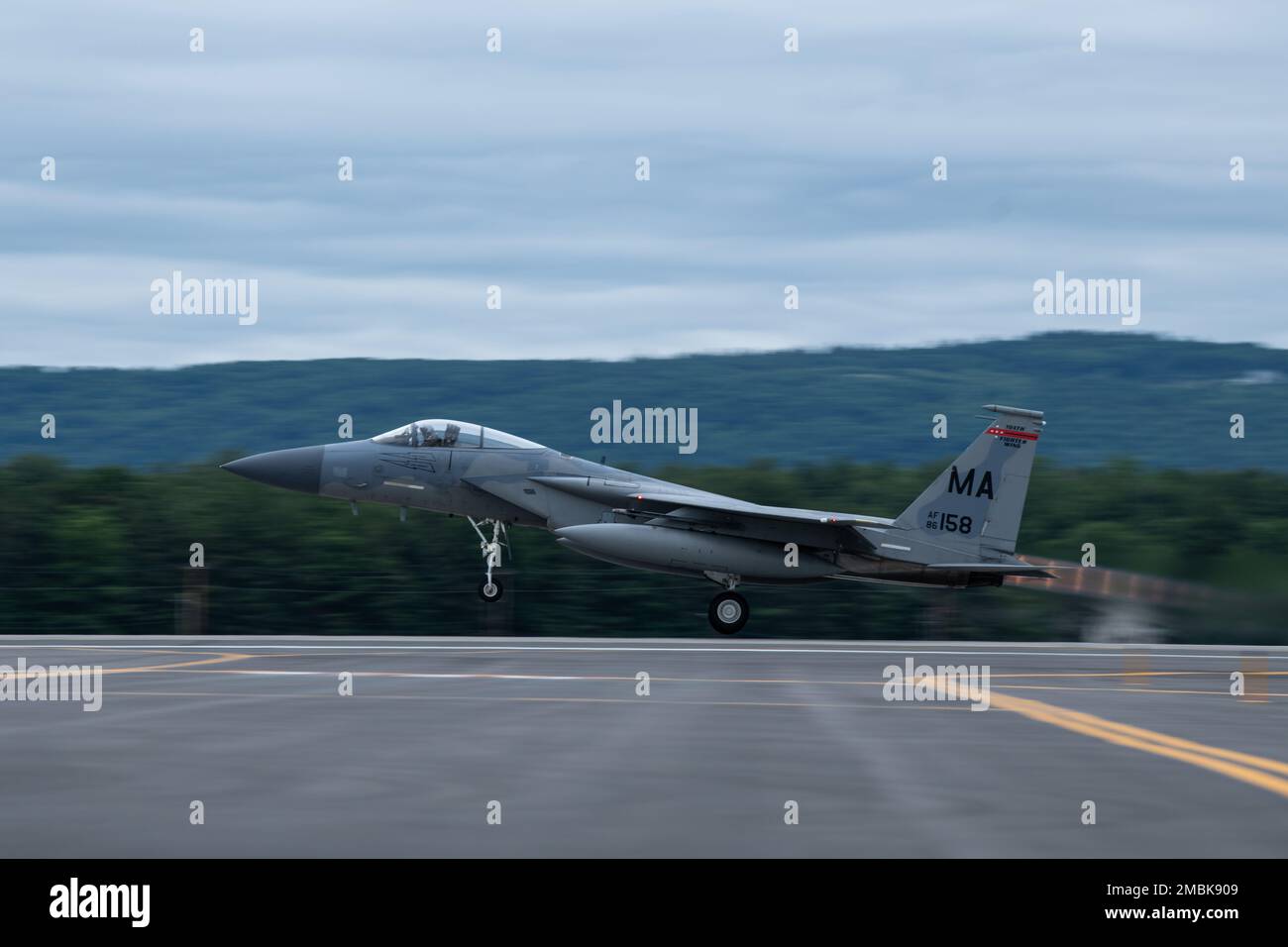 A U.S. Air Force F-15C Eagle, assigned to the 104th Fighter Wing ...