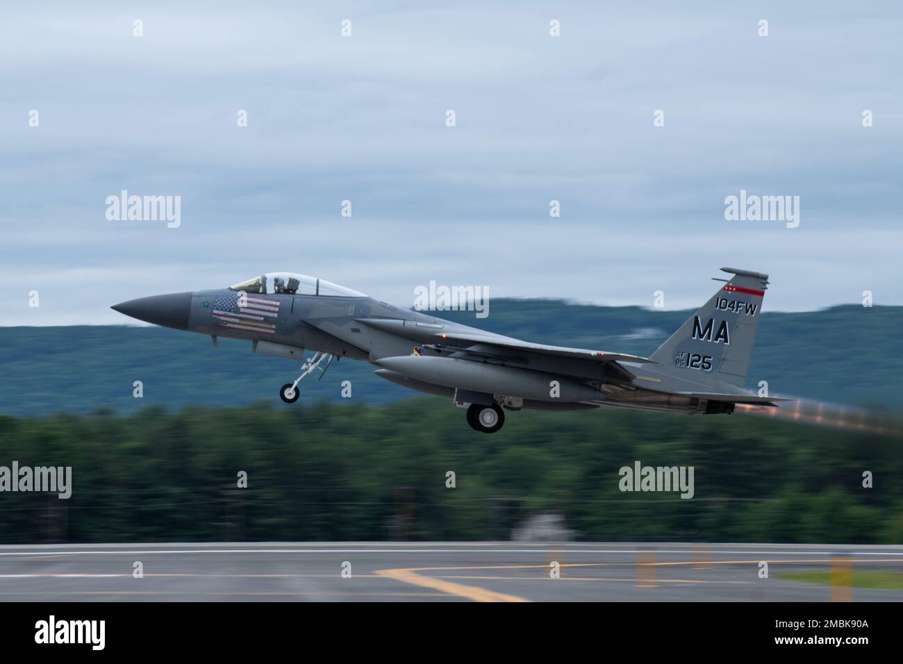 A U.S. Air Force F-15C Eagle, assigned to the 104th Fighter Wing, Massachusetts Air National ...