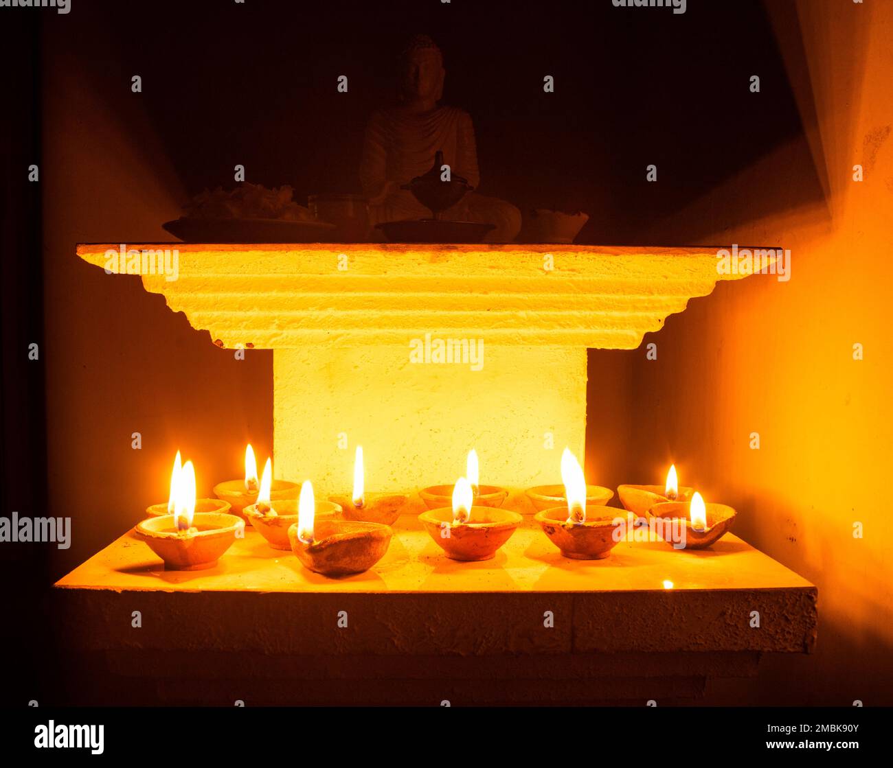 lightning of oil lamp,to the loard buddha, galle, sri lanka Stock Photo ...