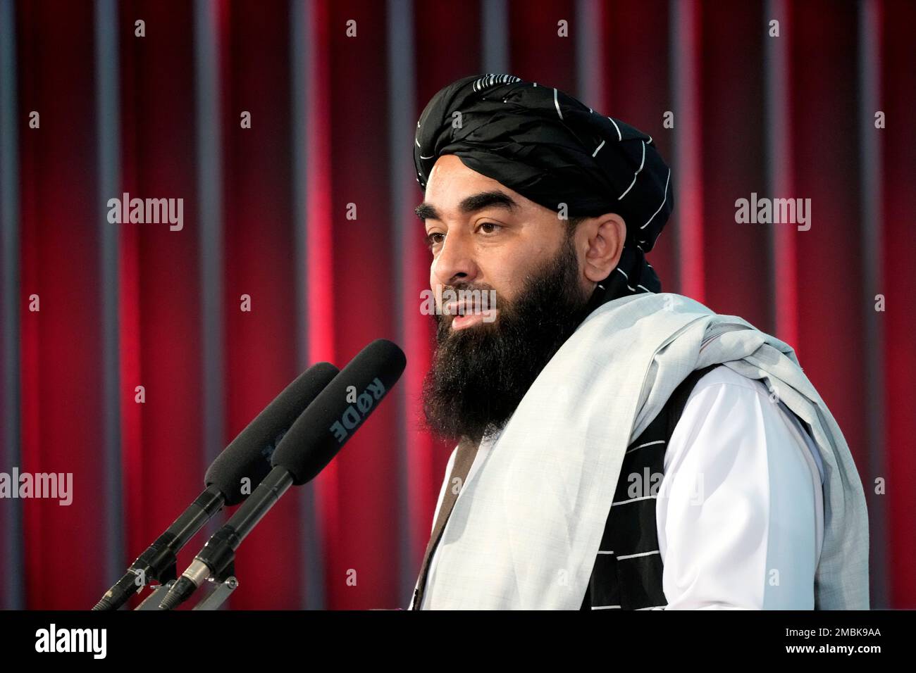 Zabiullah Mujahid, the spokesman for the Taliban government, speaks ...