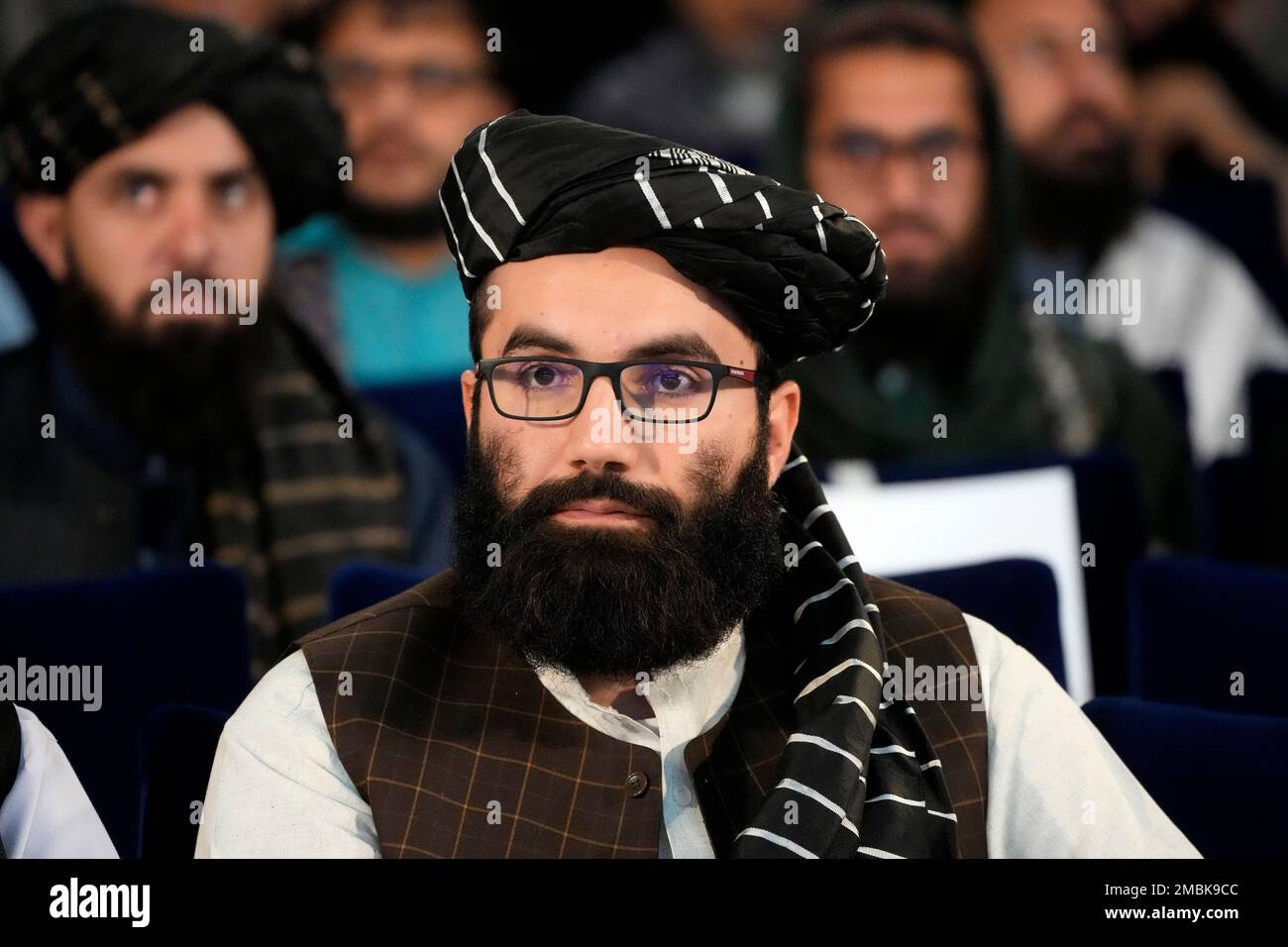 Representative of the Taliban political office Anas Haqqani attends a ...