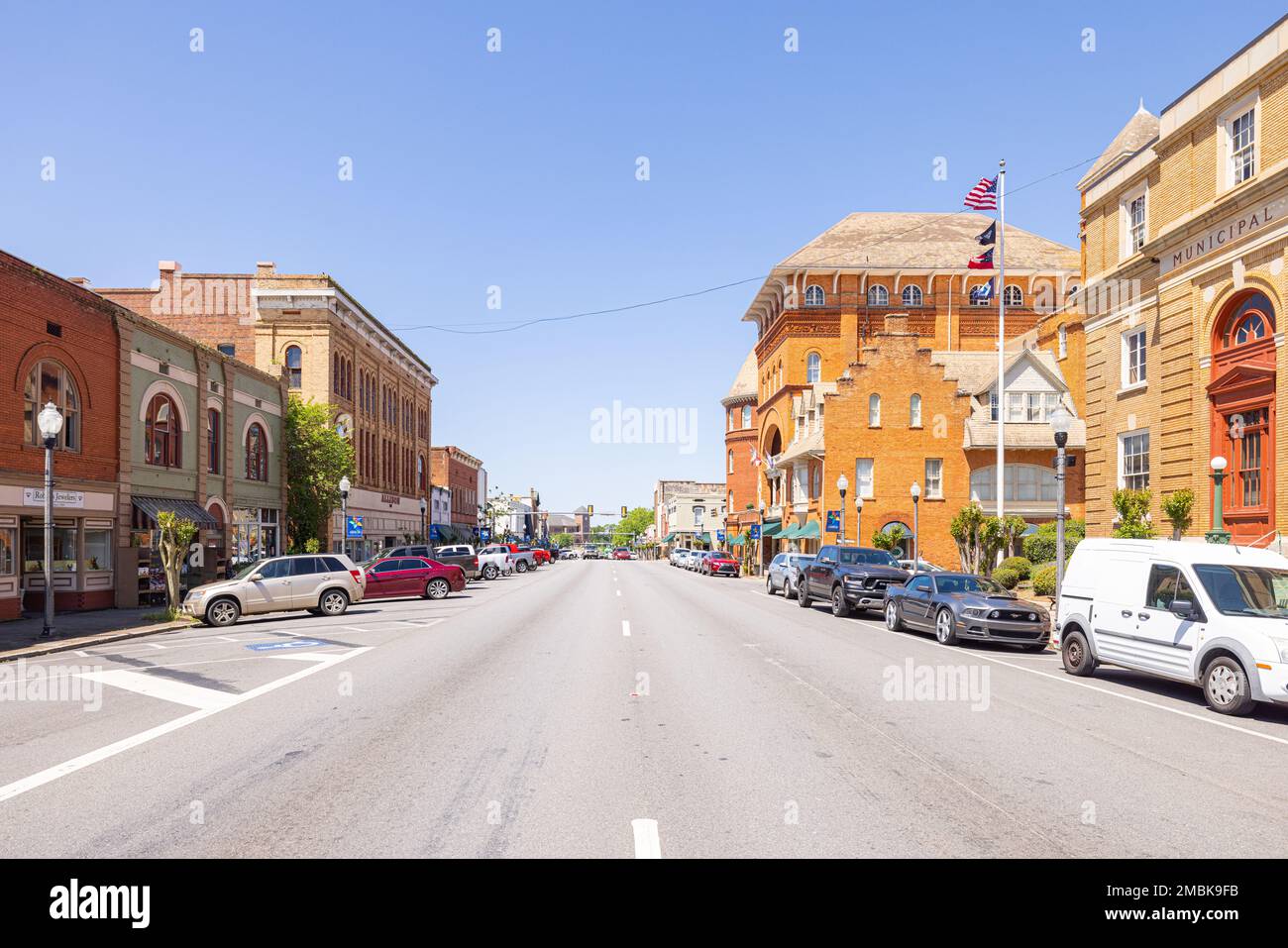 Americus, Georgia, USA - April 19, 2022: View of historic downtown as ...