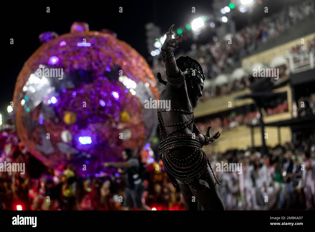 A performer from the Grande Rio samba school parades during Carnival ...