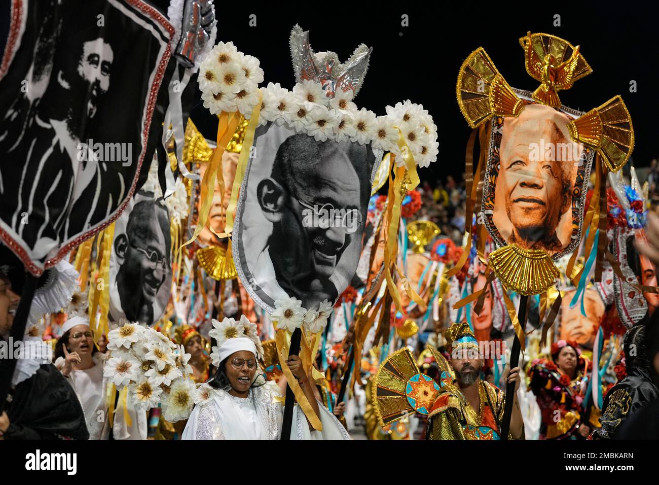 Dancers from the Gavioes da Fiel samba school perform during a carnival ...