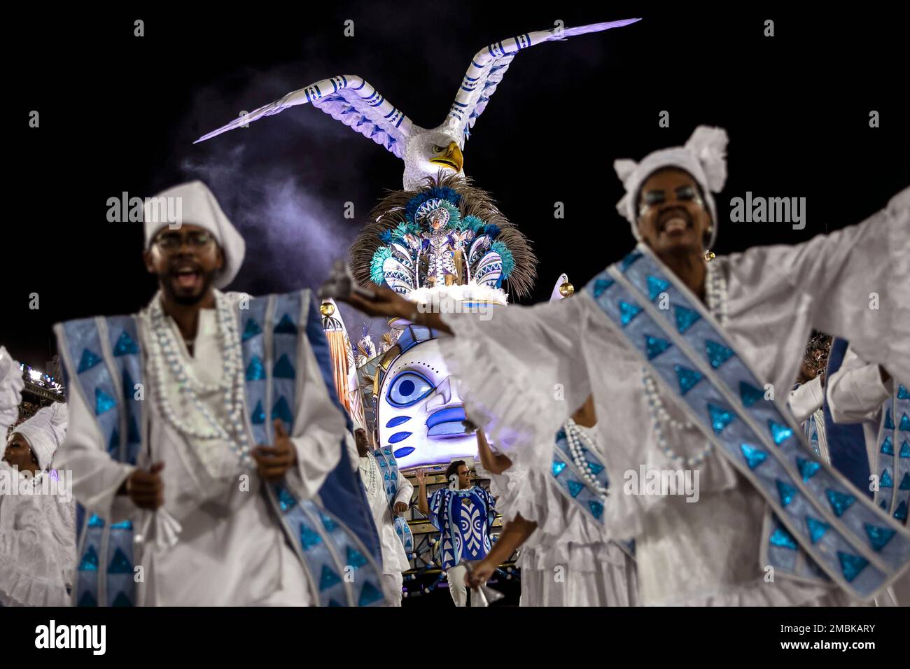 Performers from the Portela samba school parade on a float during ...