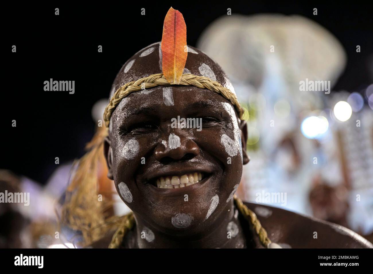 A performer from the Portela samba school parades during Carnival ...