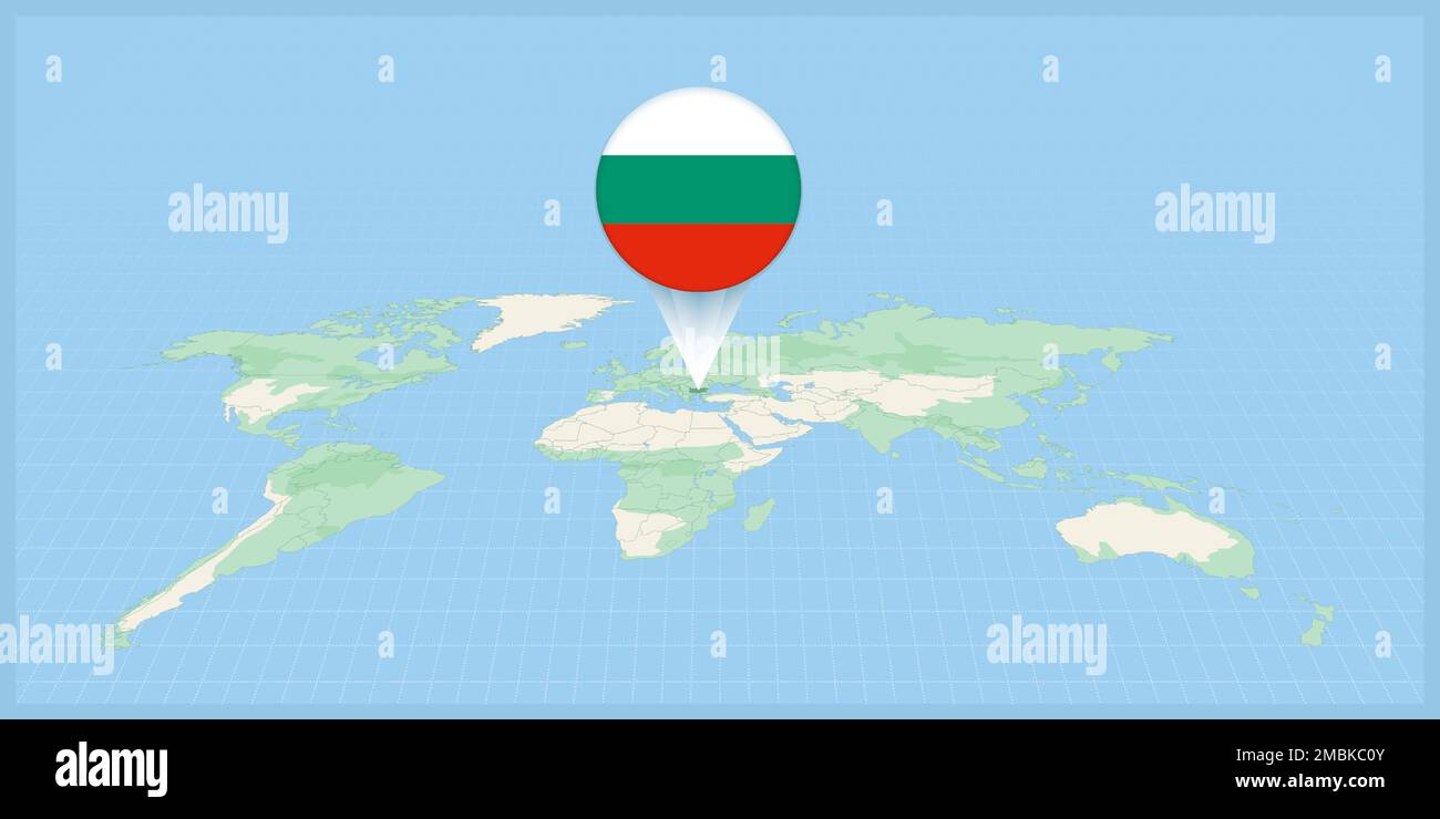 Location of Bulgaria on the world map, marked with Bulgaria flag pin ...