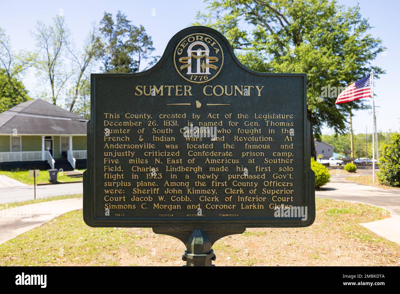 Americus, Georgia, USA - April 19, 2022: Plaque tells the history of Sumter County Stock Photo ...