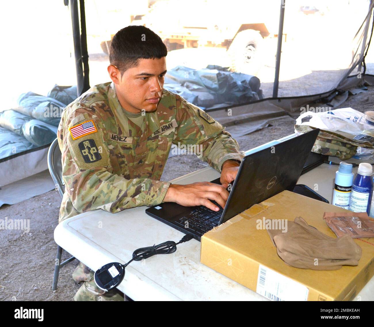 Sgt. Adrian Jimenez, A Company 98th Signal Battalion training non ...