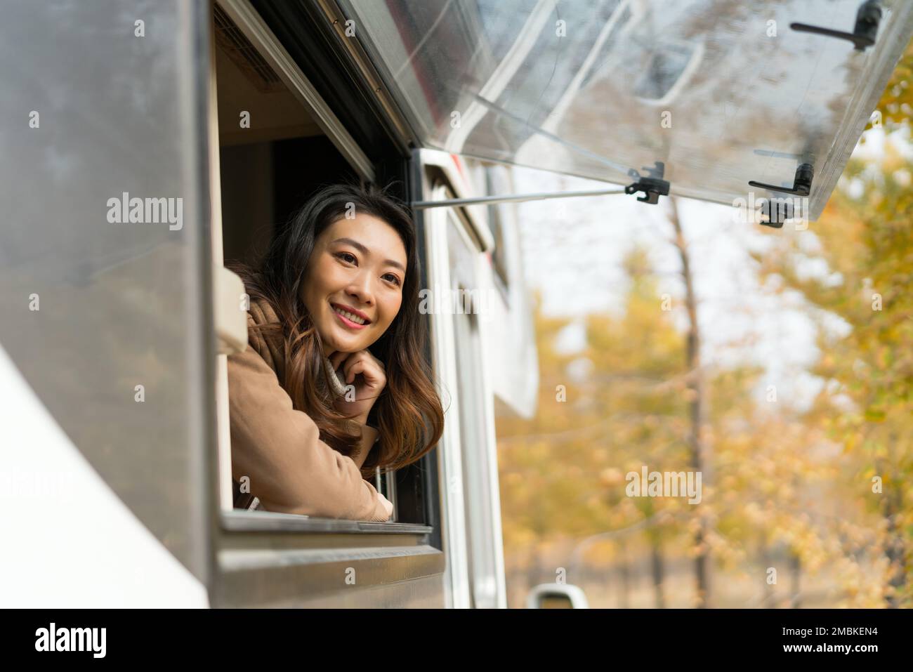 The young woman drive Stock Photo - Alamy