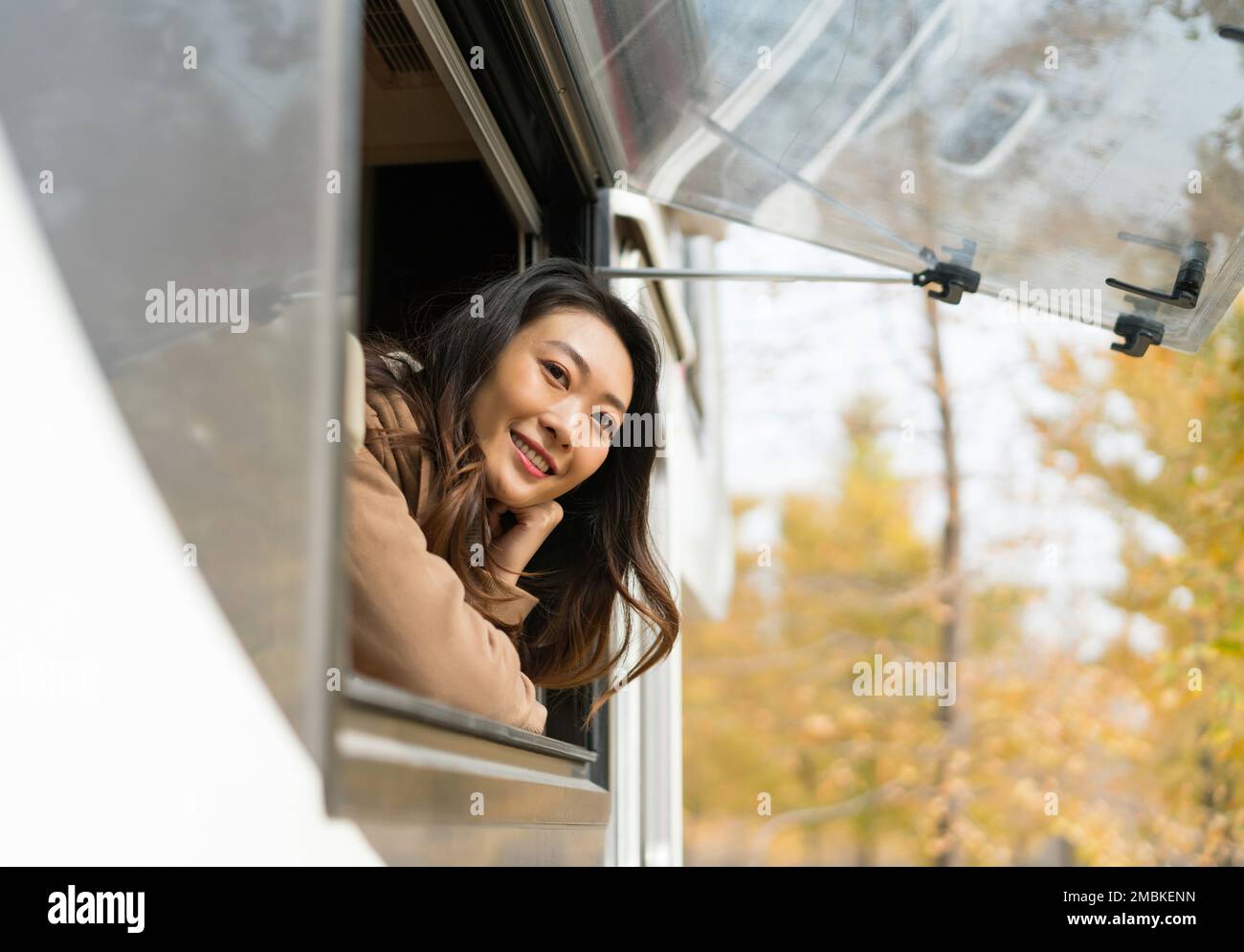 The young woman drive Stock Photo - Alamy