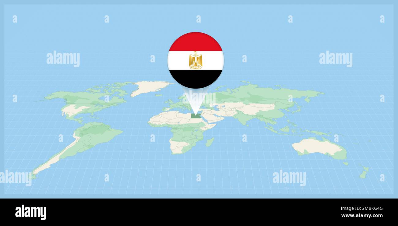 Location of Egypt on the world map, marked with Egypt flag pin ...