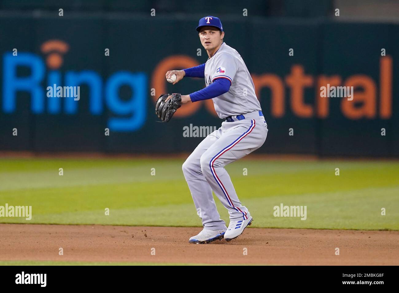 Texas Rangers shortstop Corey Seager throws out Oakland Athletics' Tony ...