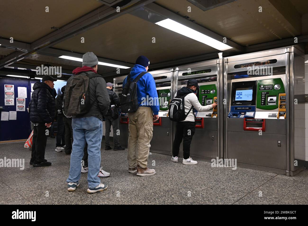 New York, USA. 20th Jan, 2023. Commuters seen using vending machines to ...