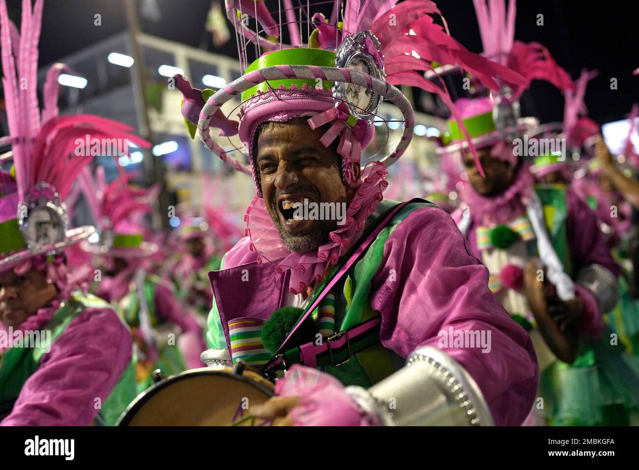 A performer from the Mangueira samba school parades during Carnival ...