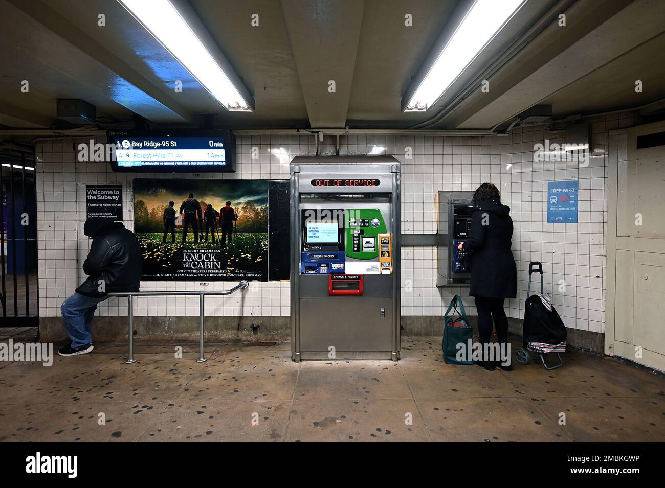 New York, USA. 20th Jan, 2023. A commuter seen using a vending machines ...