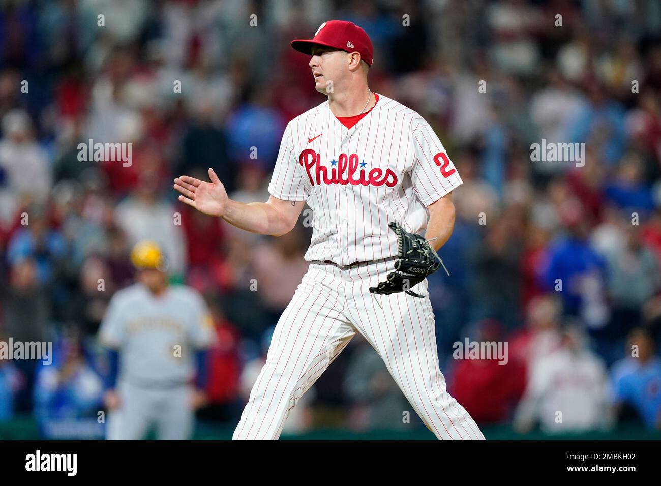 Philadelphia Phillies' Corey Knebel reacts after striking out Milwaukee ...