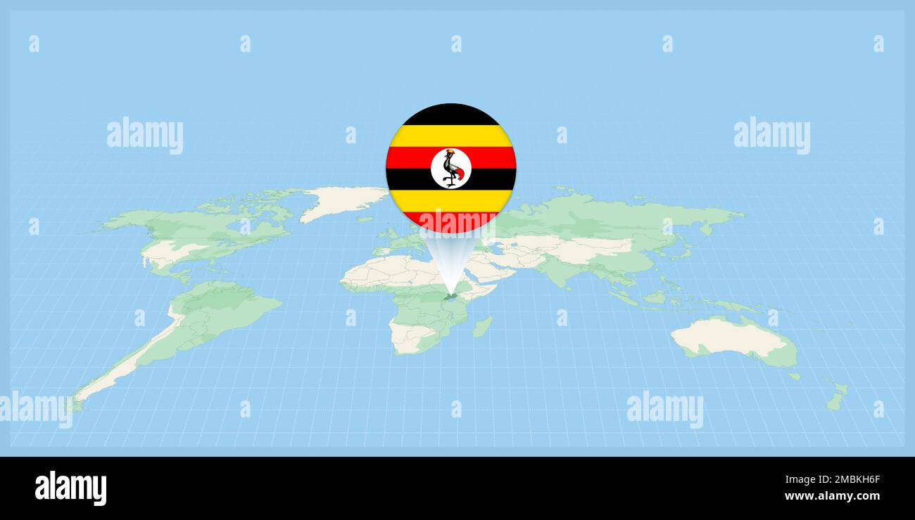 Location of Uganda on the world map, marked with Uganda flag pin ...