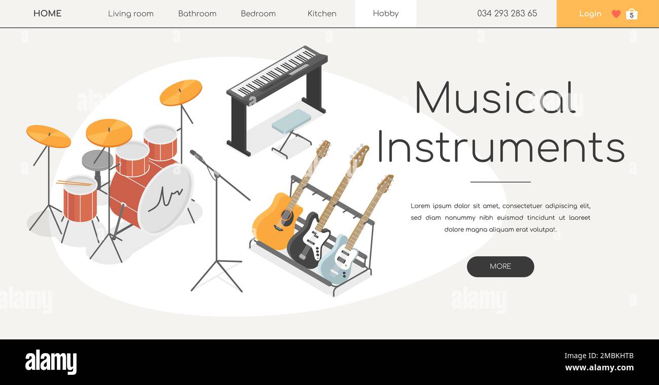 Musical instruments - line design style isometric web banner Stock ...
