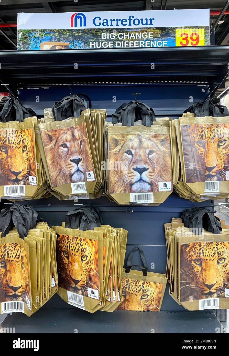 African shopping bags at Carrefour Village Market, Nairobi KE Stock ...