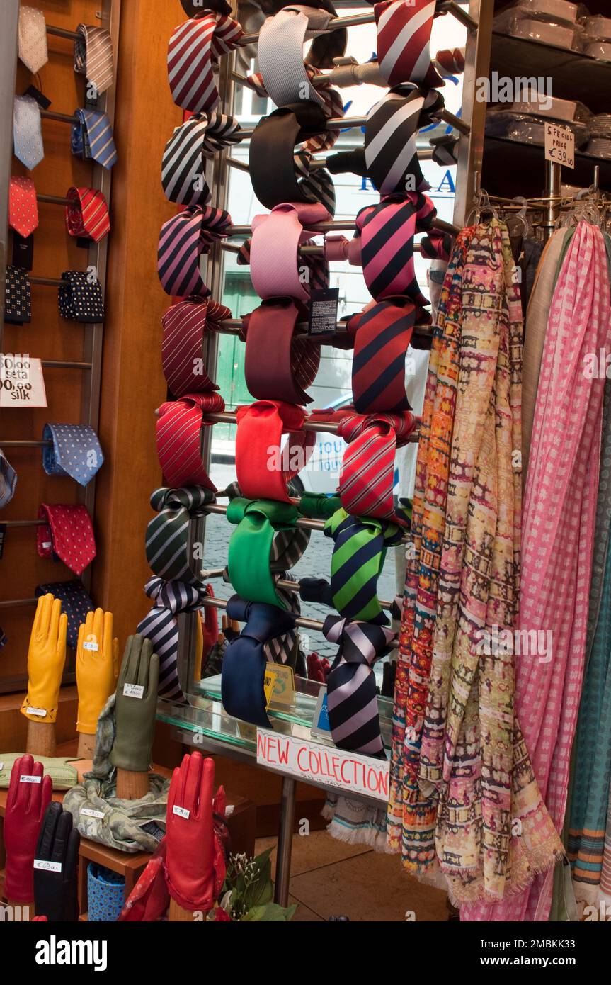 Colorful silk ties on display in a shop in Rome, Italy Stock Photo - Alamy