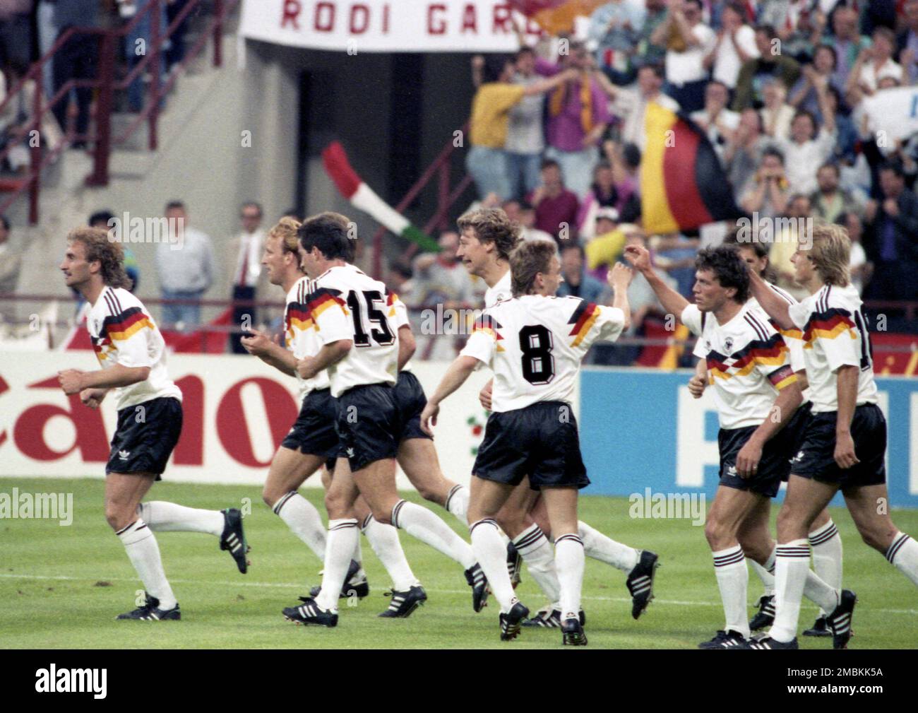 Members of the West German soccer team celebrate after their captain ...