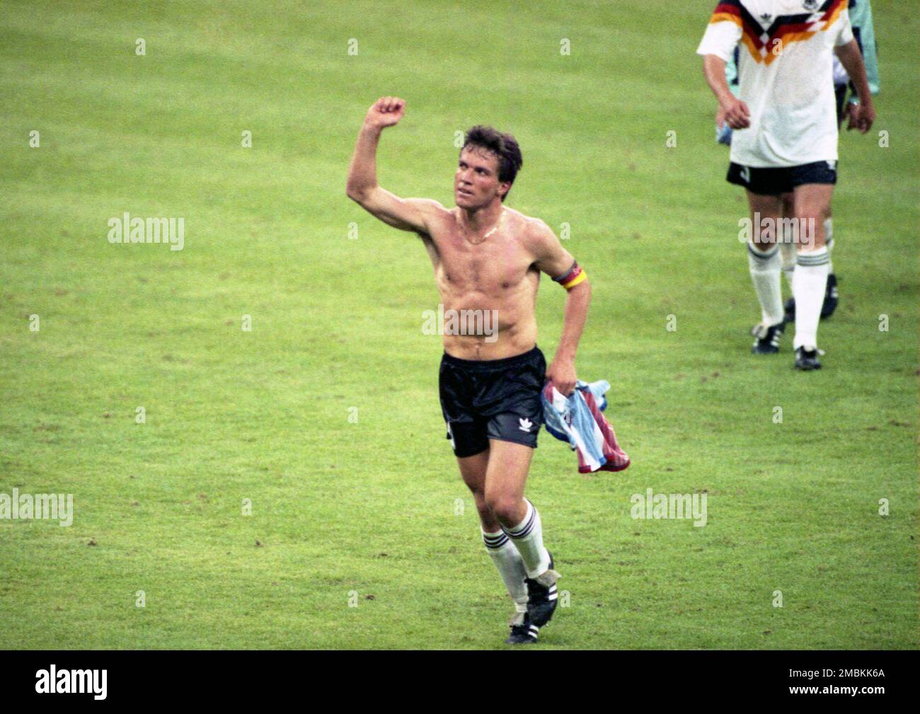 Lothar Matthaeus celebrates after the World Cup match between West ...