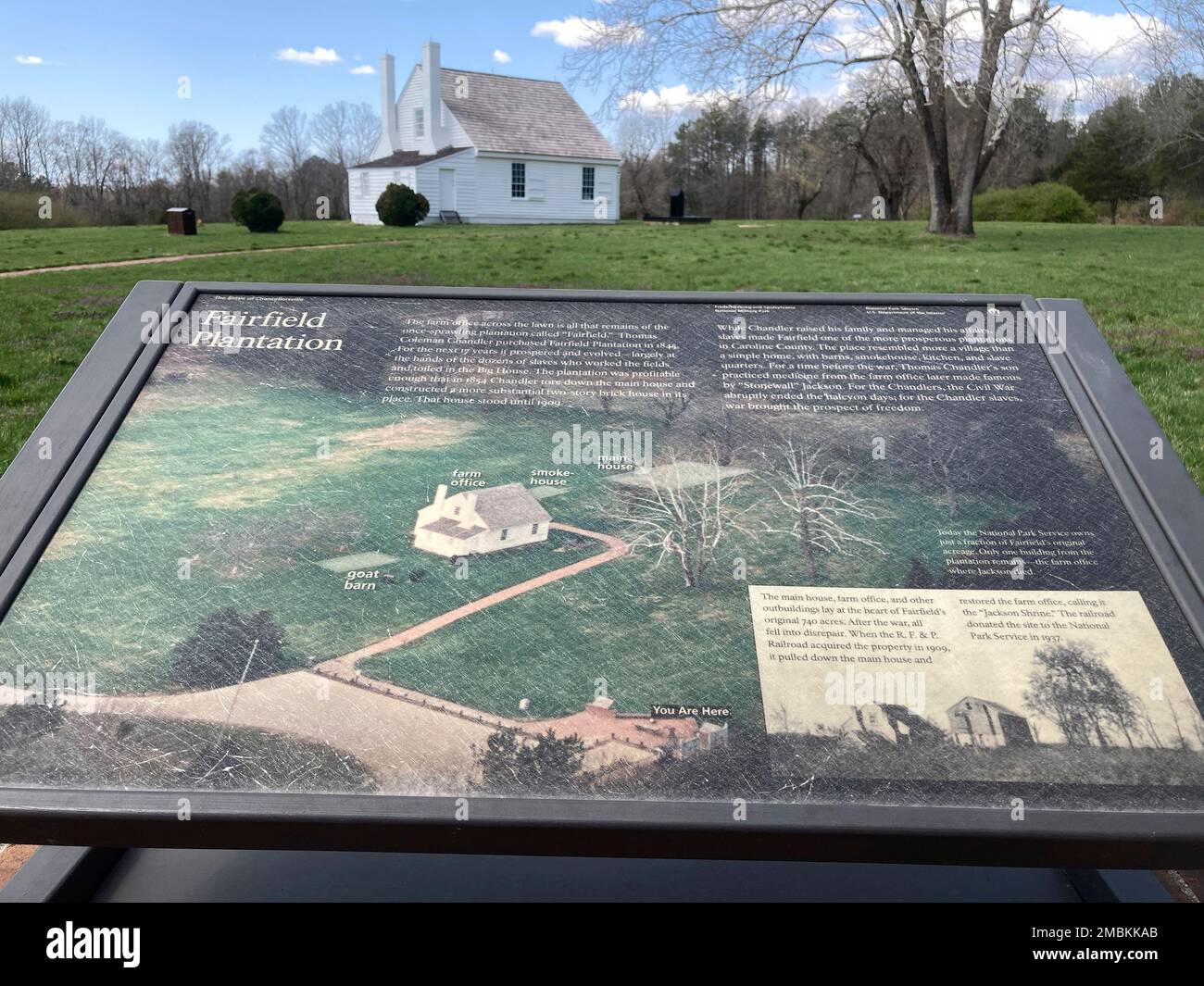 In this April 3, 2022, photo, a historic marker stands near the small ...