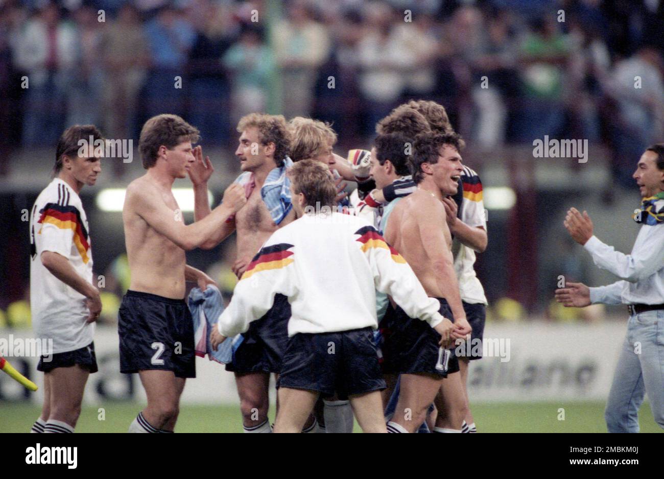 West German national soccer team players assemble to celebrate their 4 ...