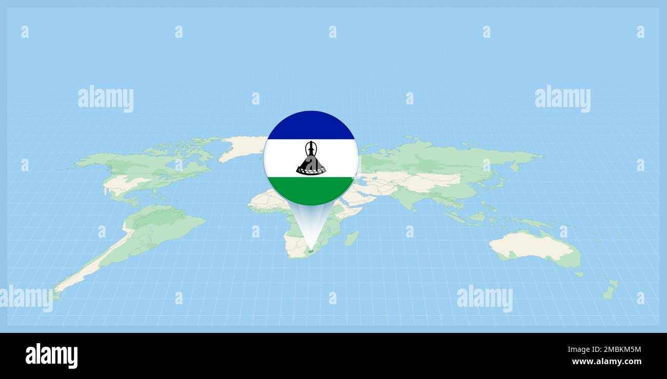 Location of Lesotho on the world map, marked with Lesotho flag pin ...