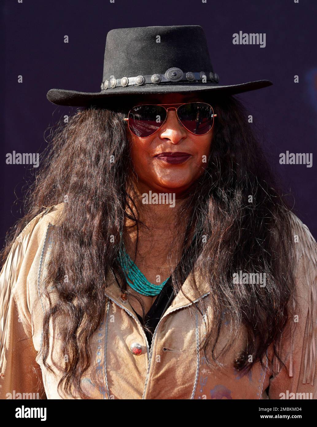 Pam Grier poses at a 40th anniversary screening of the 1982 film "E.T ...