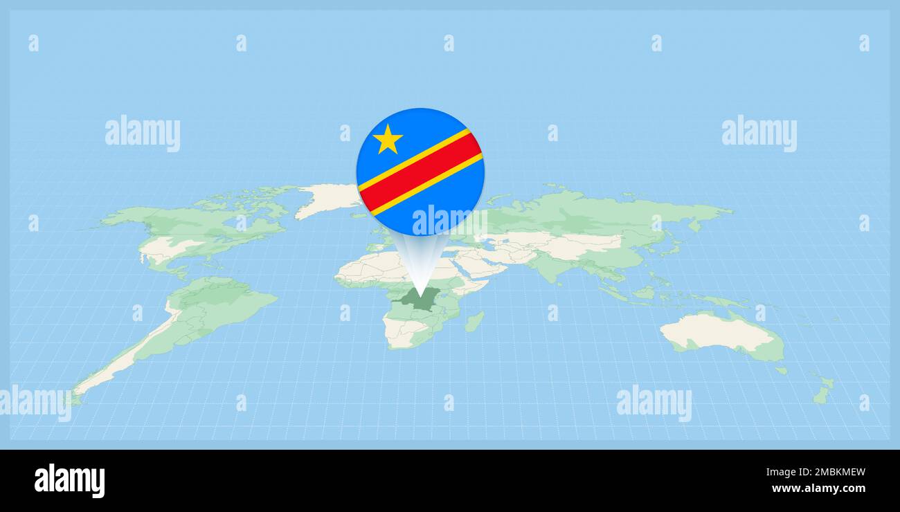 Location of DR Congo on the world map, marked with DR Congo flag pin ...
