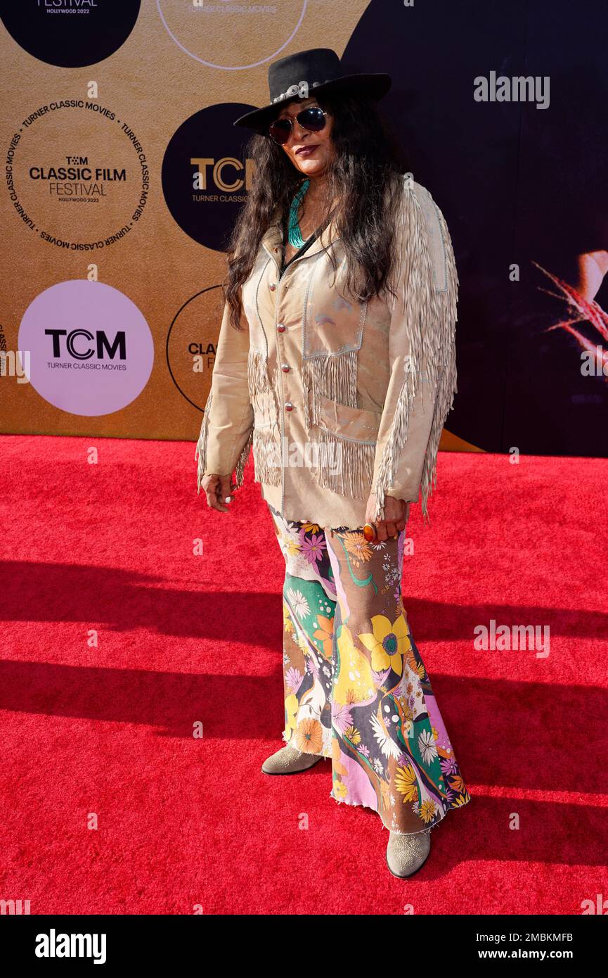 Pam Grier poses at a 40th anniversary screening of the 1982 film "E.T ...