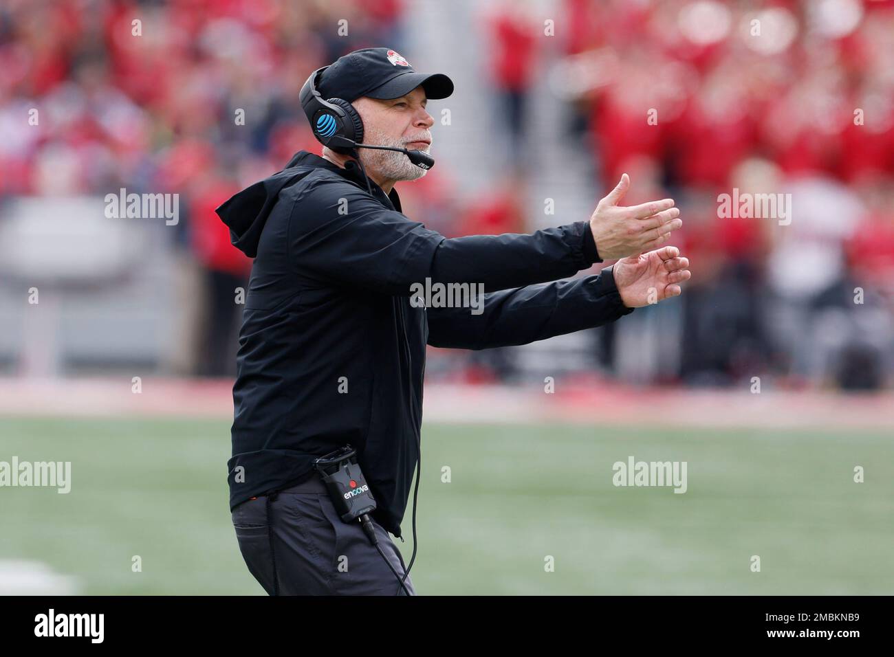 Ohio State defensive coordinator Jim Knowles watches the team during an ...