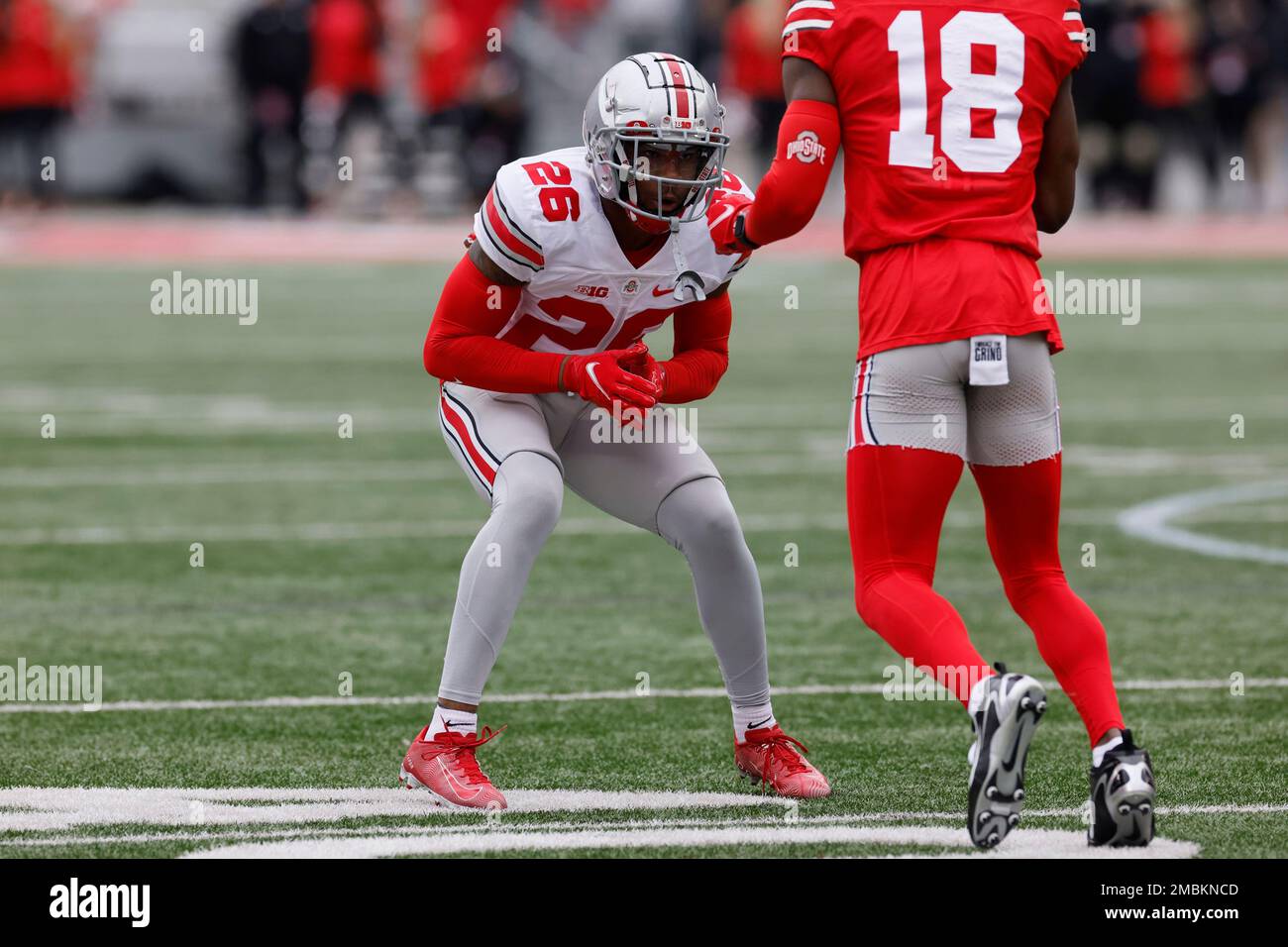 Ohio State defensive back Cameron Brown plays in an NCAA college spring ...
