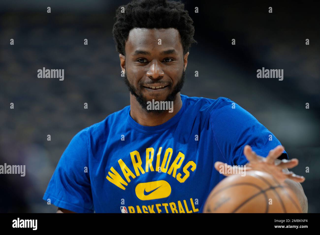 Golden State Warriors forward Andrew Wiggins warms up before Game 3 of ...