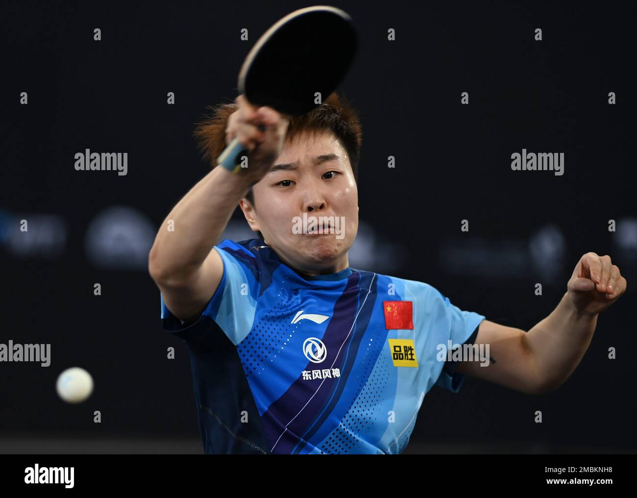 Doha, Qatar. 20th Jan, 2023. Zhang Rui hits a return during the women's ...