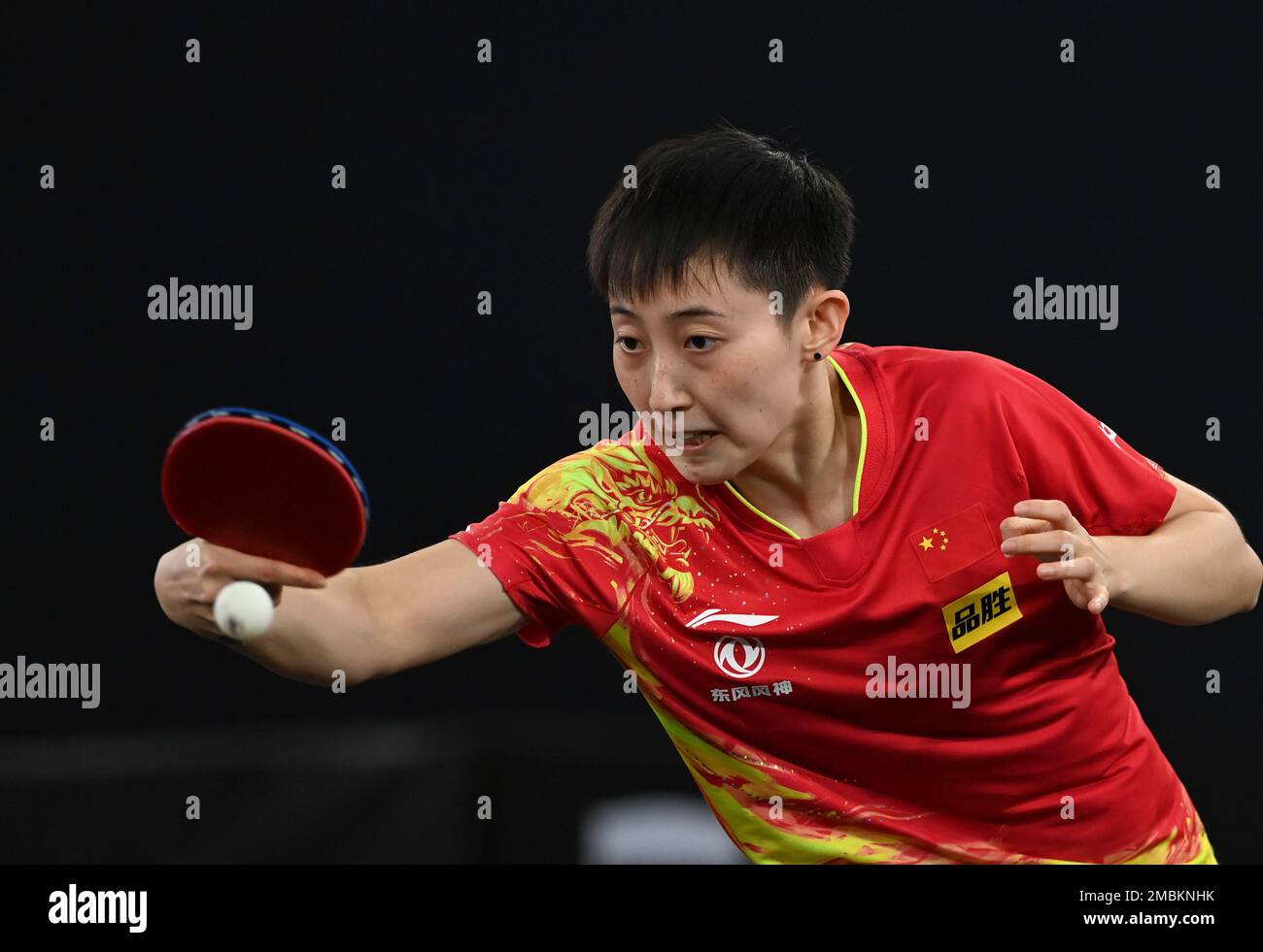 Doha, Qatar. 19th Jan, 2023. Fan Siqi hits a return during the women's ...