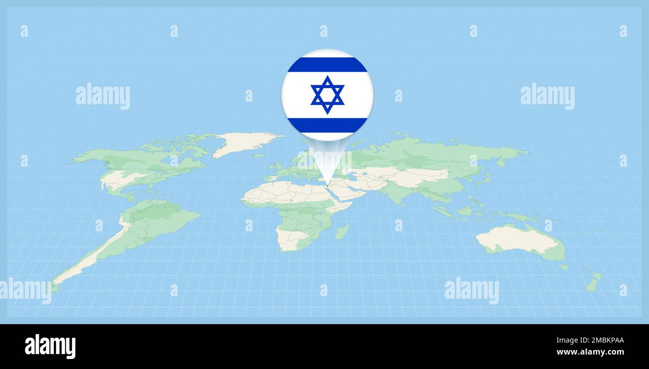 Location of Israel on the world map, marked with Israel flag pin ...