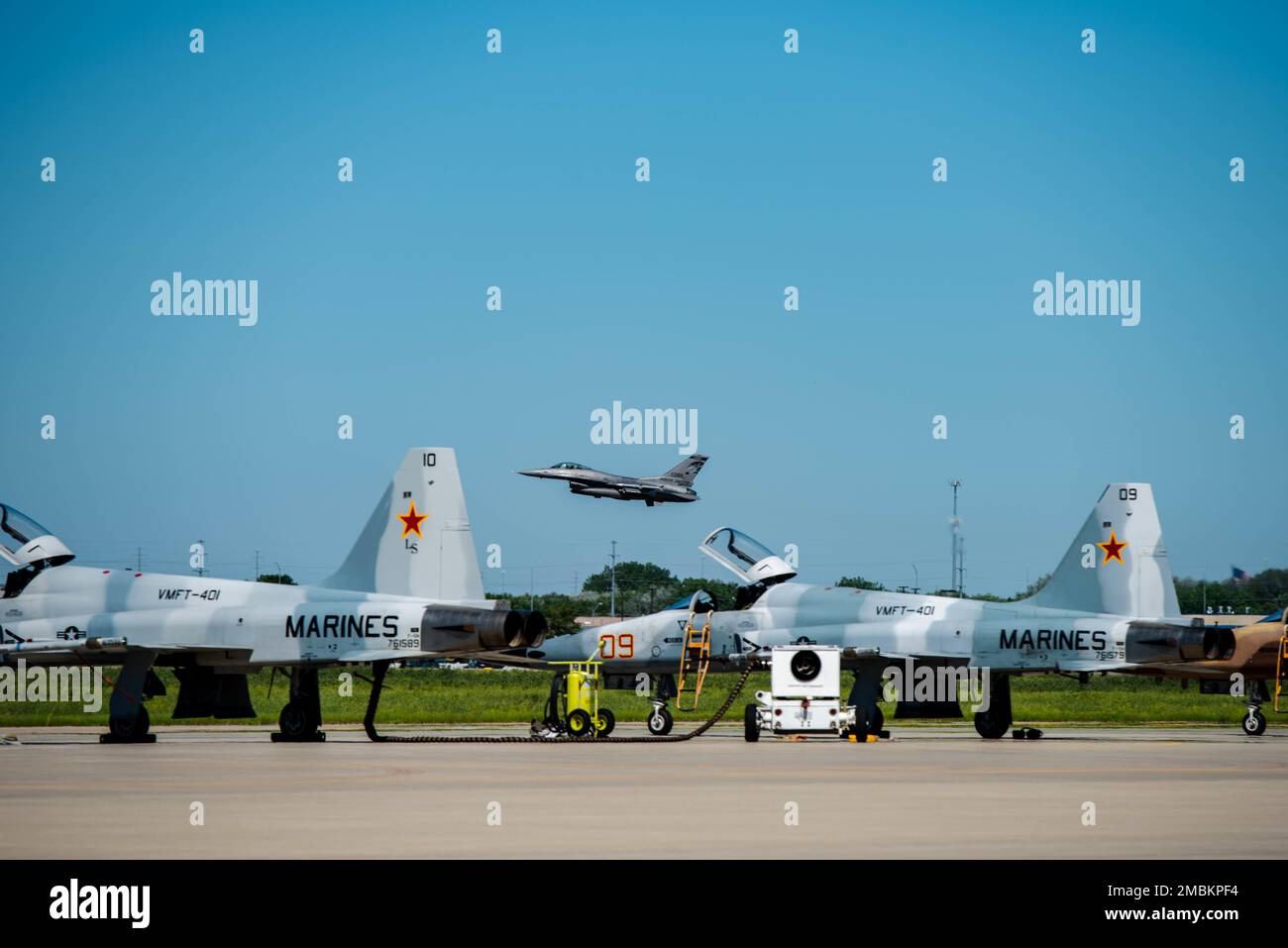 A F-16 assigned to the 114th Fighter Wing takes off during the joint ...